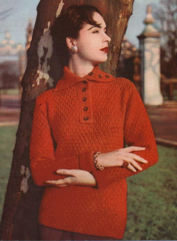 Vintage Sweater in Double Knit Pattern - KnitCraft