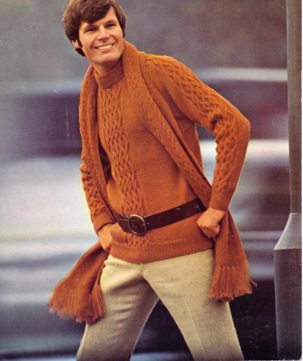 Vintage Man Sweater and Scarf Knitting Pattern - KnitCraft