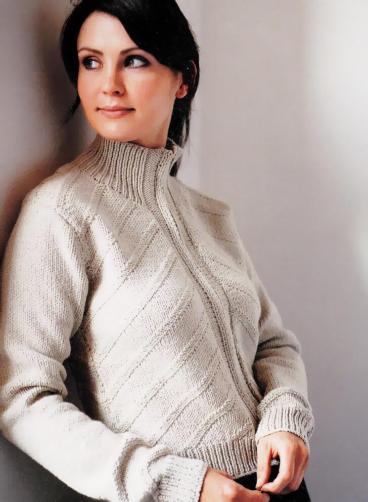 Diagonal-stitch Cardigan Free Knit Pattern - KnitCraft