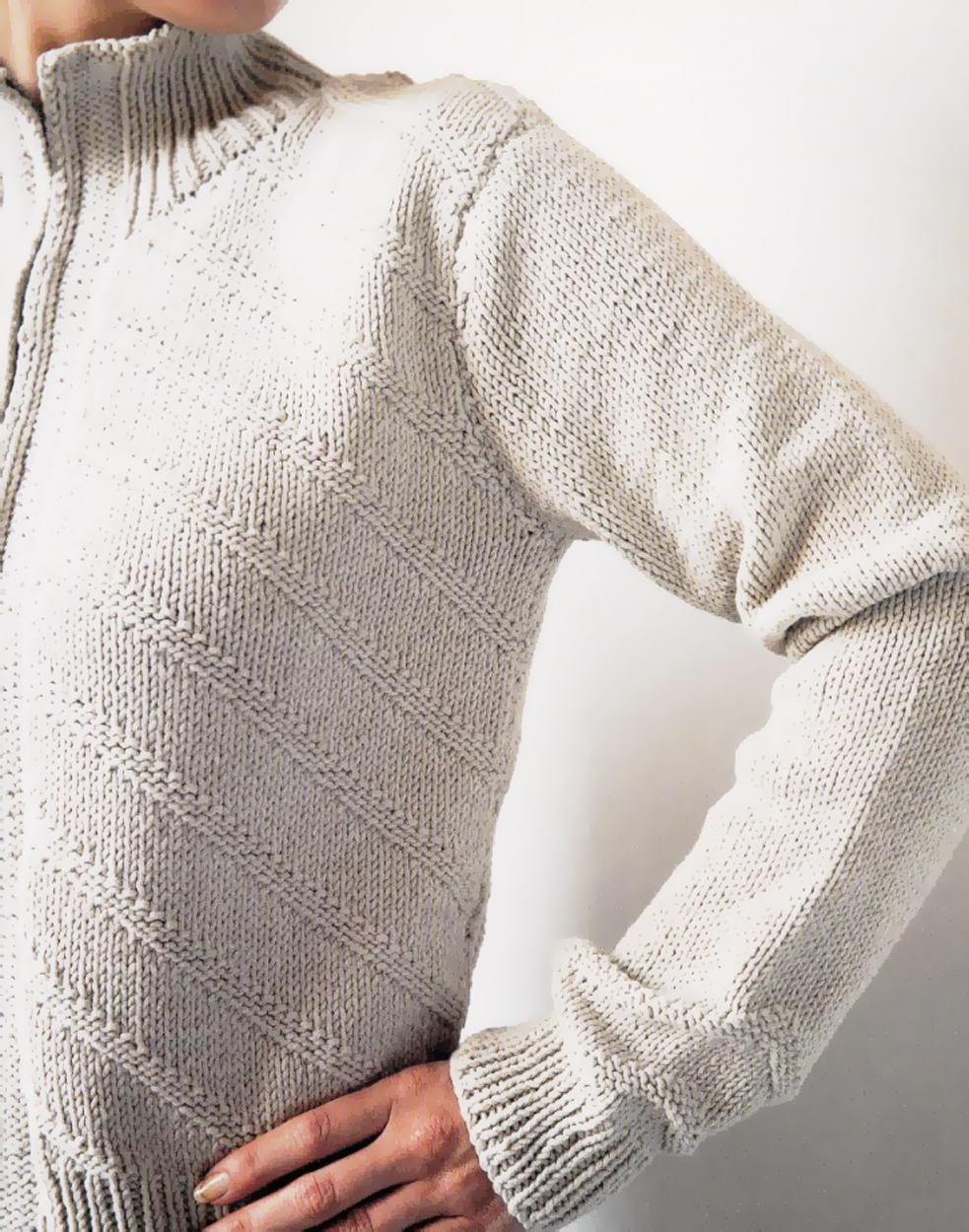 Diagonal-stitch Cardigan Free Knit Pattern - KnitCraft